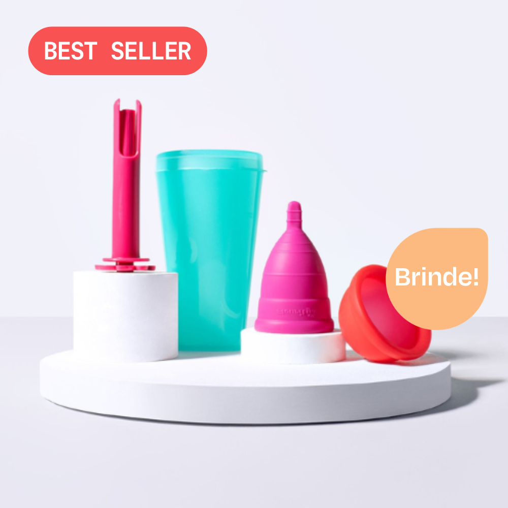 Kit Coletor Menstrual, Copo Esterilizador e Aplicador com Disco GRÁTIS